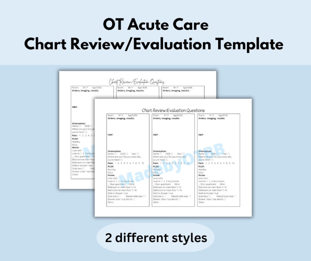 Chart Review and Evaluation Template for Acute Care Occupational ...