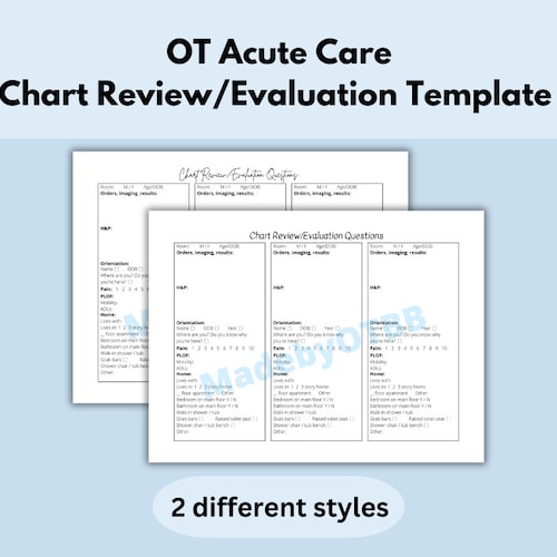 Chart Review and Evaluation Template for Acute Care - Etsy