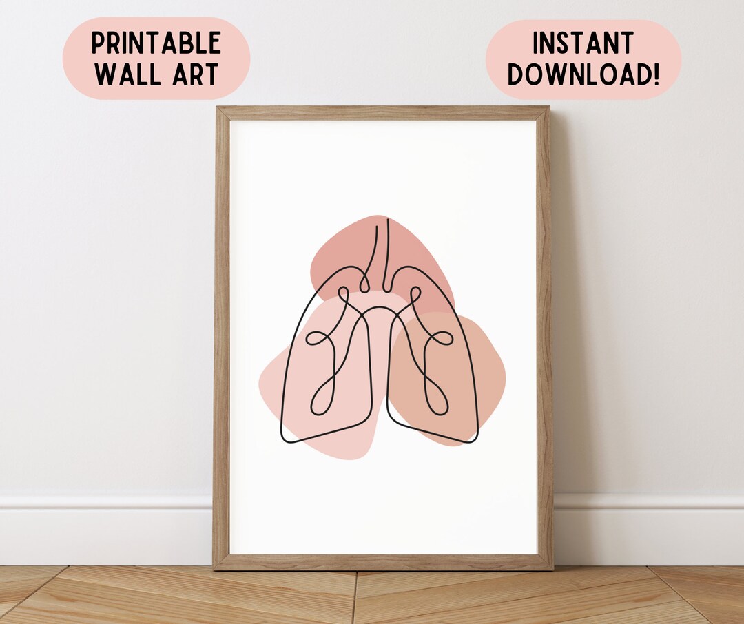 Lungs Wall Art Boho Lungs Line Art Respiratory Therapist Printable Art ...