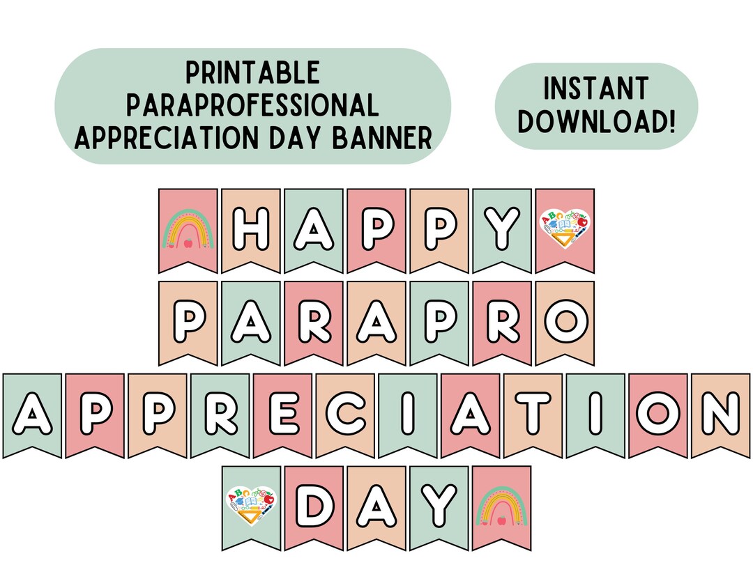 Paraprofessional Appreciation Day Banner Parapro Day Sign Printable ...