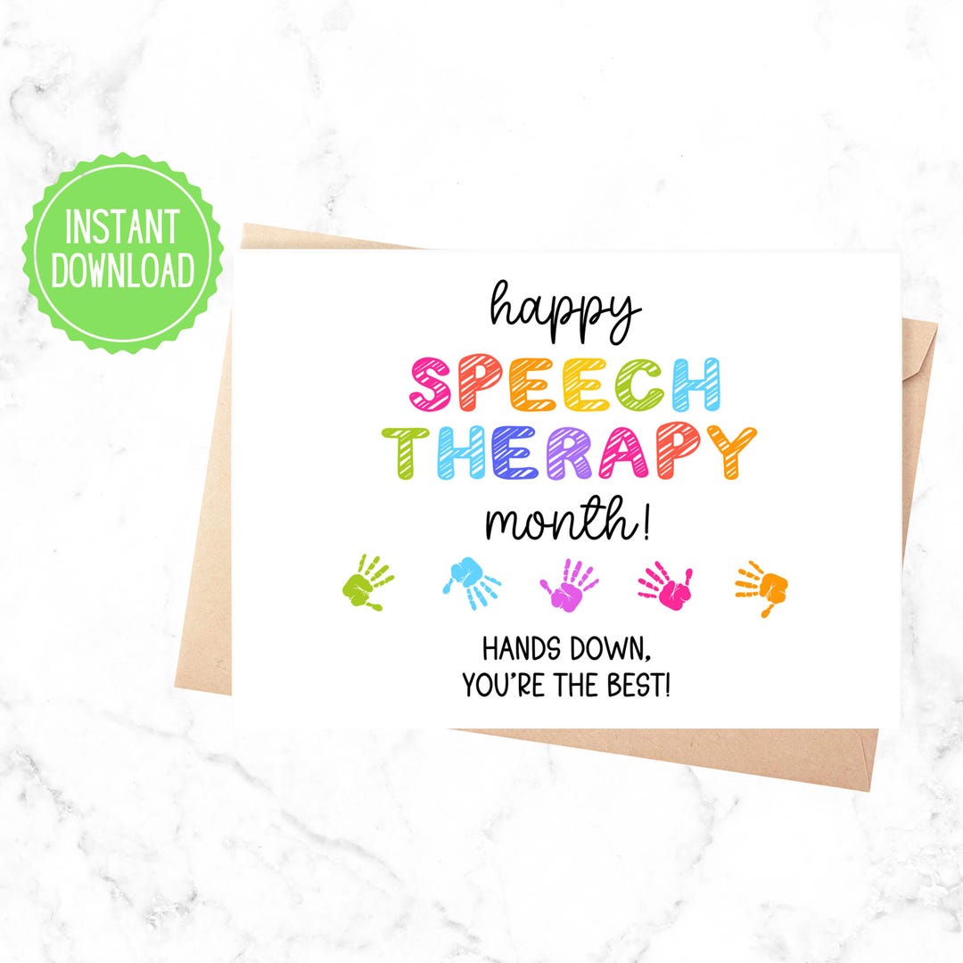 Speech Therapy Month Card Pediatric SLP Month Printable Speech ...