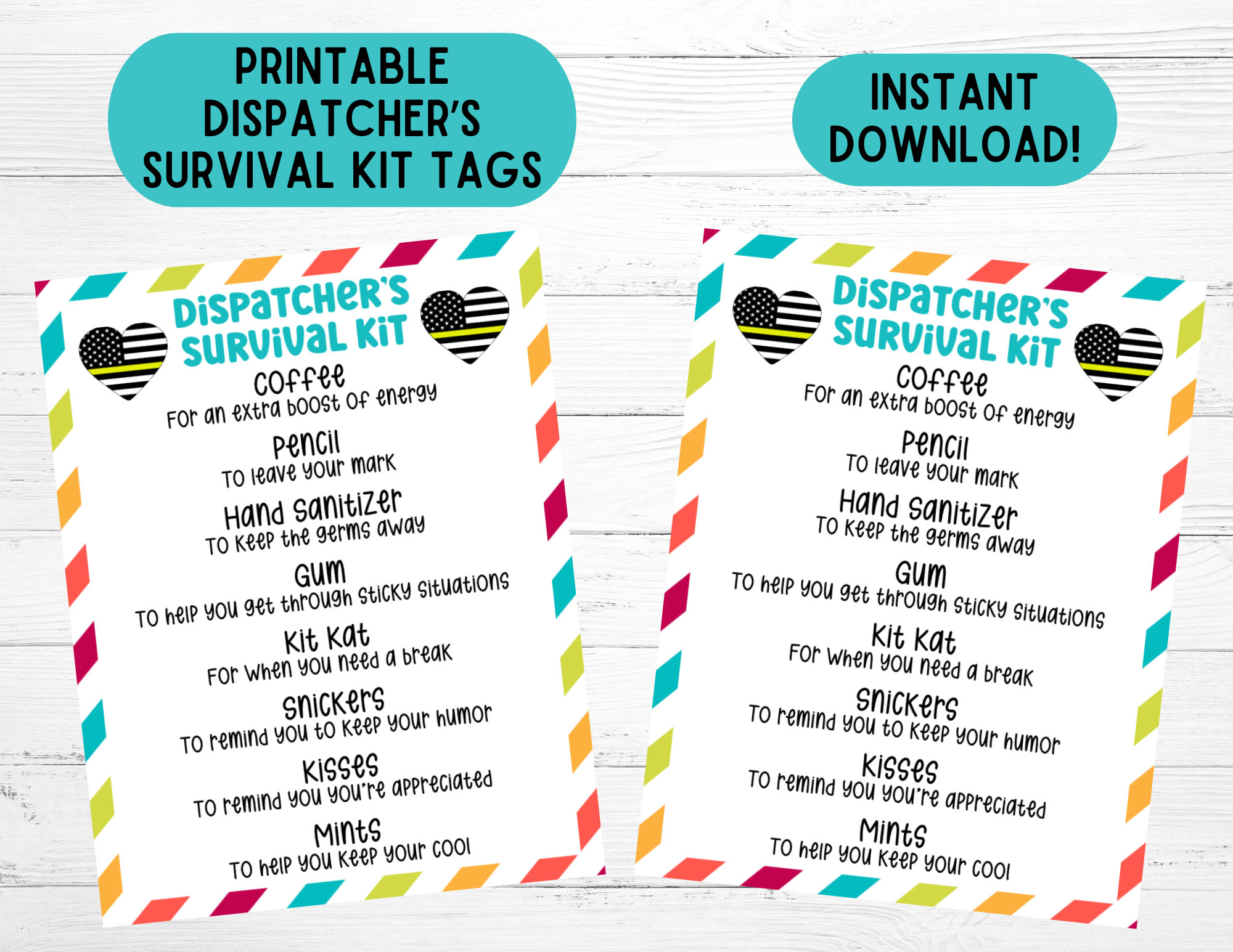 Dispatchers Survival Kit Gift Tags Public Safety Telecommunicators ...
