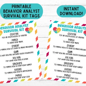 BCBA Survival Kit Gift Tag Behavior Analysis Day Printable Behavior ...