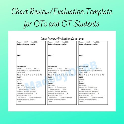 Chart Review and Evaluation Template for Occupational - Etsy