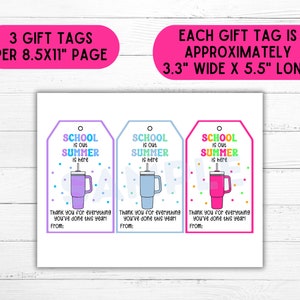 Teacher Gift Tags Last Day of School Gift Printable Gift Tag for ...