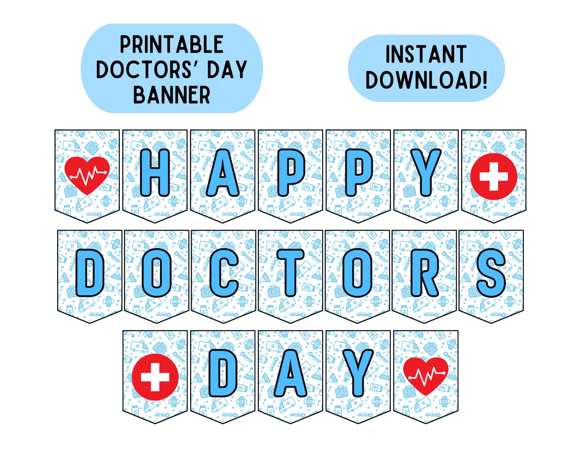 Doctors' Day Banner Doctors Day Sign Printable Doctor's Day Decorations ...