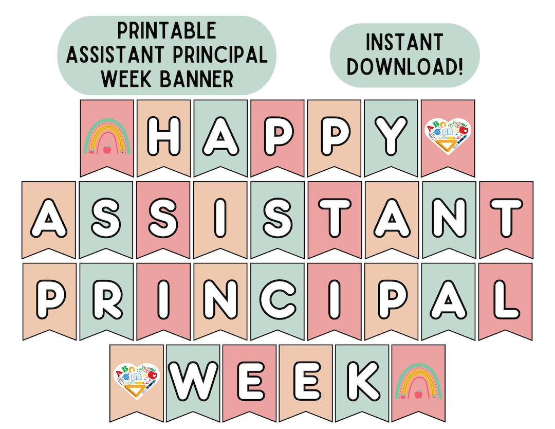 Assistant Principal Week Banner Vice Principal Sign Printable Assistant ...