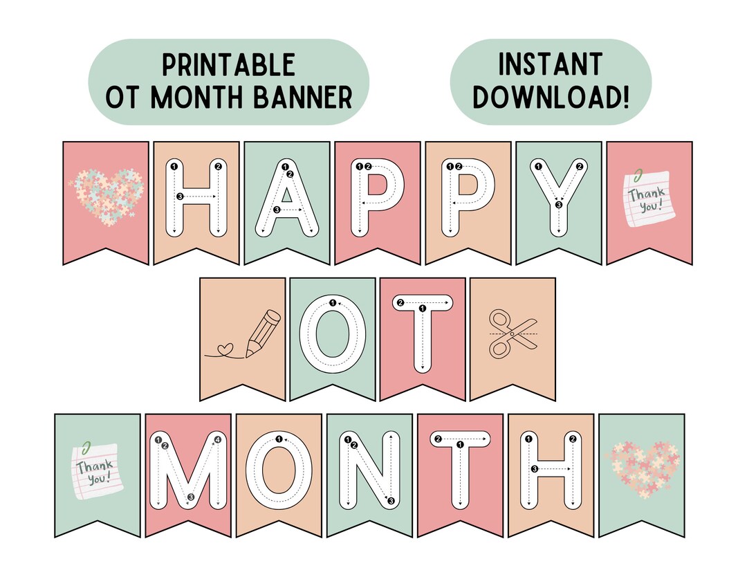 OT Month Banner Occupational Therapy Month Sign Printable OT Month ...