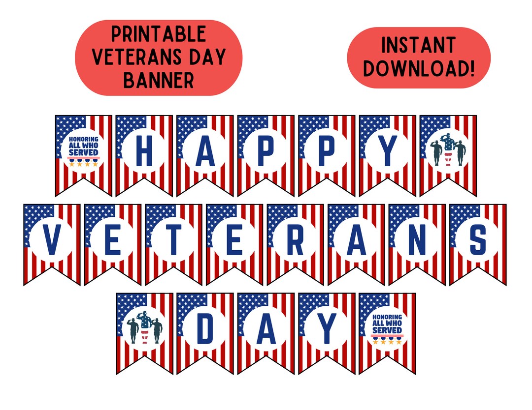 Veterans Day Banner Thank You Veterans Sign Printable Veterans Day ...