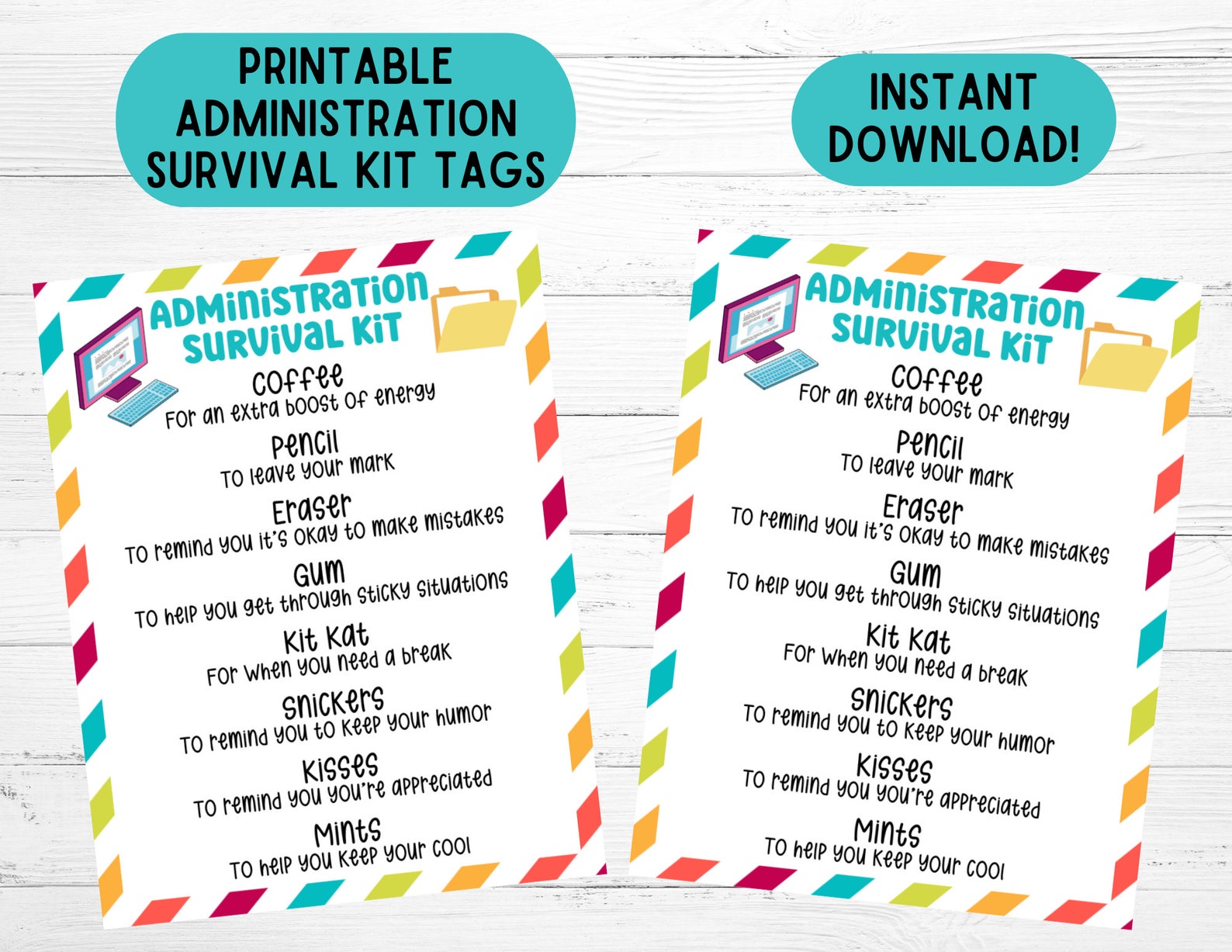 Administration Survival Kit Gift Tags Administrative Professionals Day ...