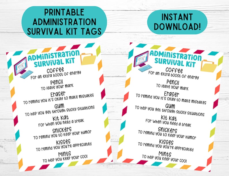 Administration Survival Kit Gift Tags Administrative Professionals Day ...