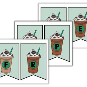 Frappe Birthday Banner Printable Frappuccino Birthday Party Decorations ...