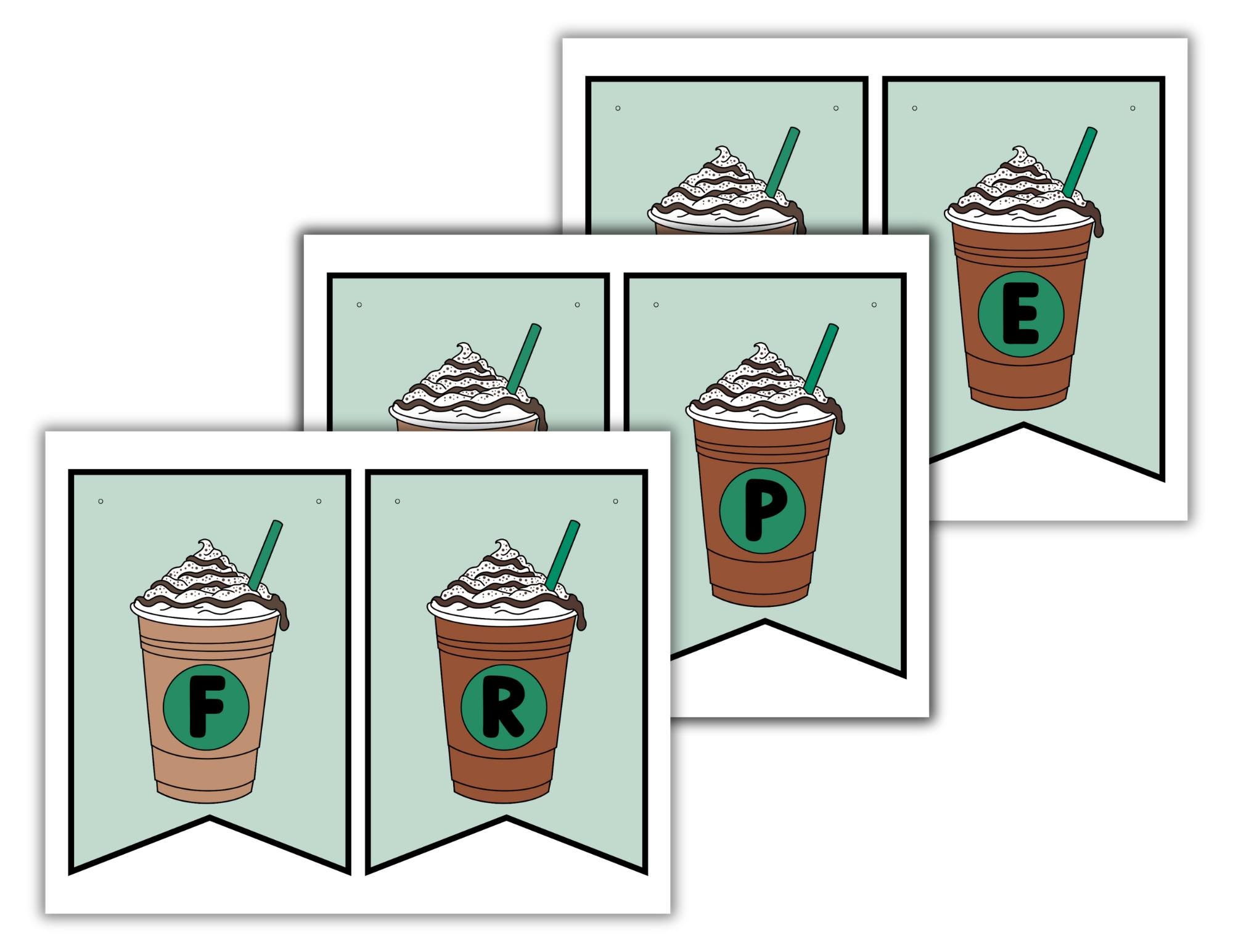 Frappe Birthday Banner Printable Frappuccino Birthday Party Decorations ...