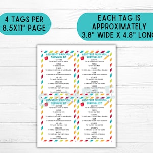 Assistant Principal Survival Kit Gift Tag Assistant Principal Week ...