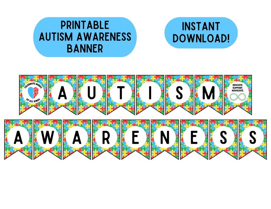Autism Awareness Banner Autism Awareness Month Sign Printable April is ...