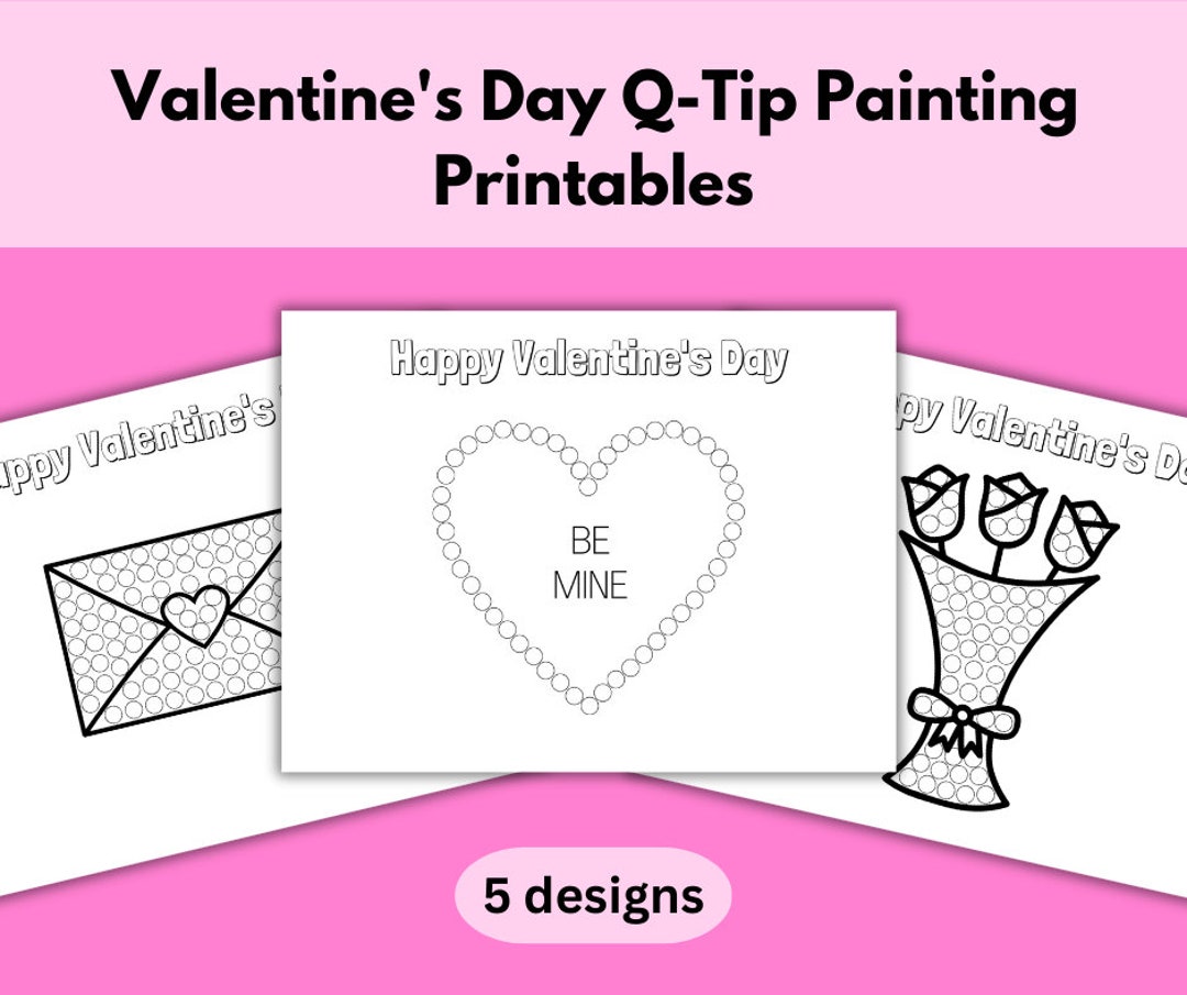 Valentine's Day Q-tip Painting Valentine Fine Motor Craft Kids ...