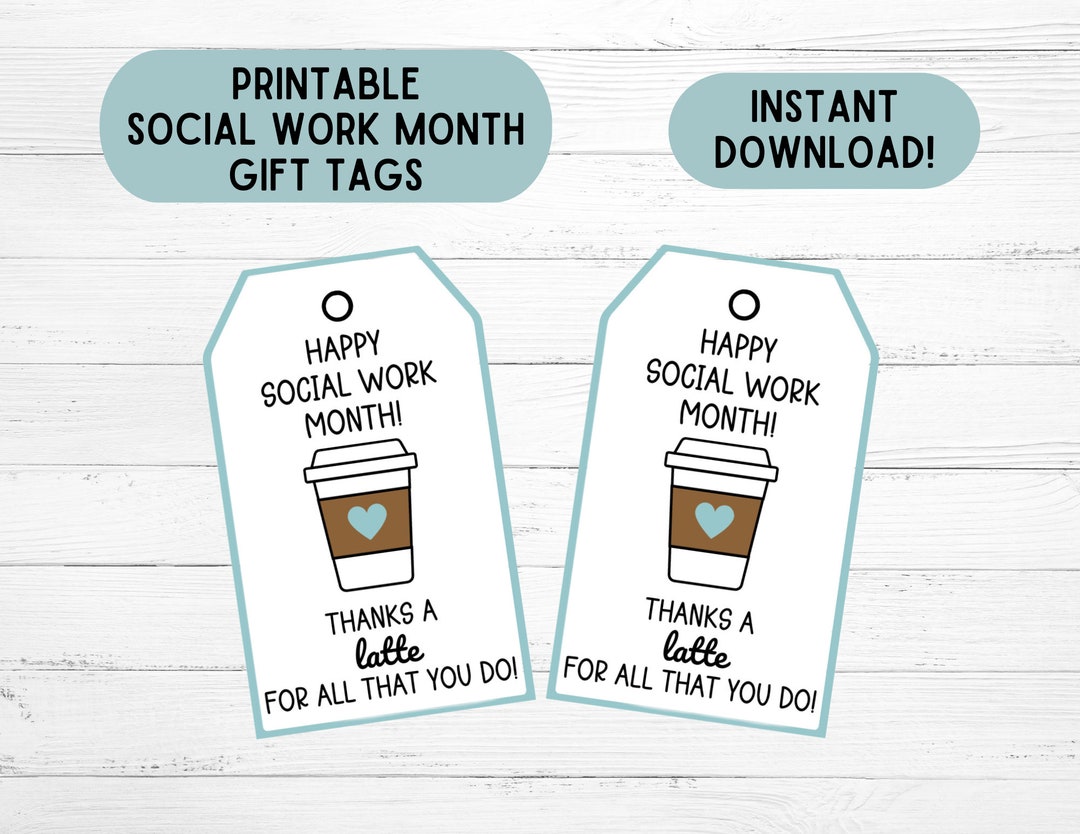 Social Work Month Gift Tags Social Worker Gift Tags Printable Social ...