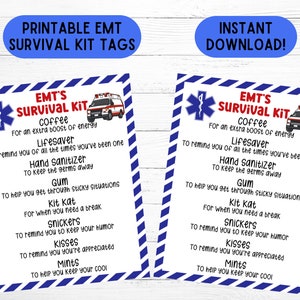 EMT Survival Kit Gift Tag National EMS Week Printable EMT Appreciation ...