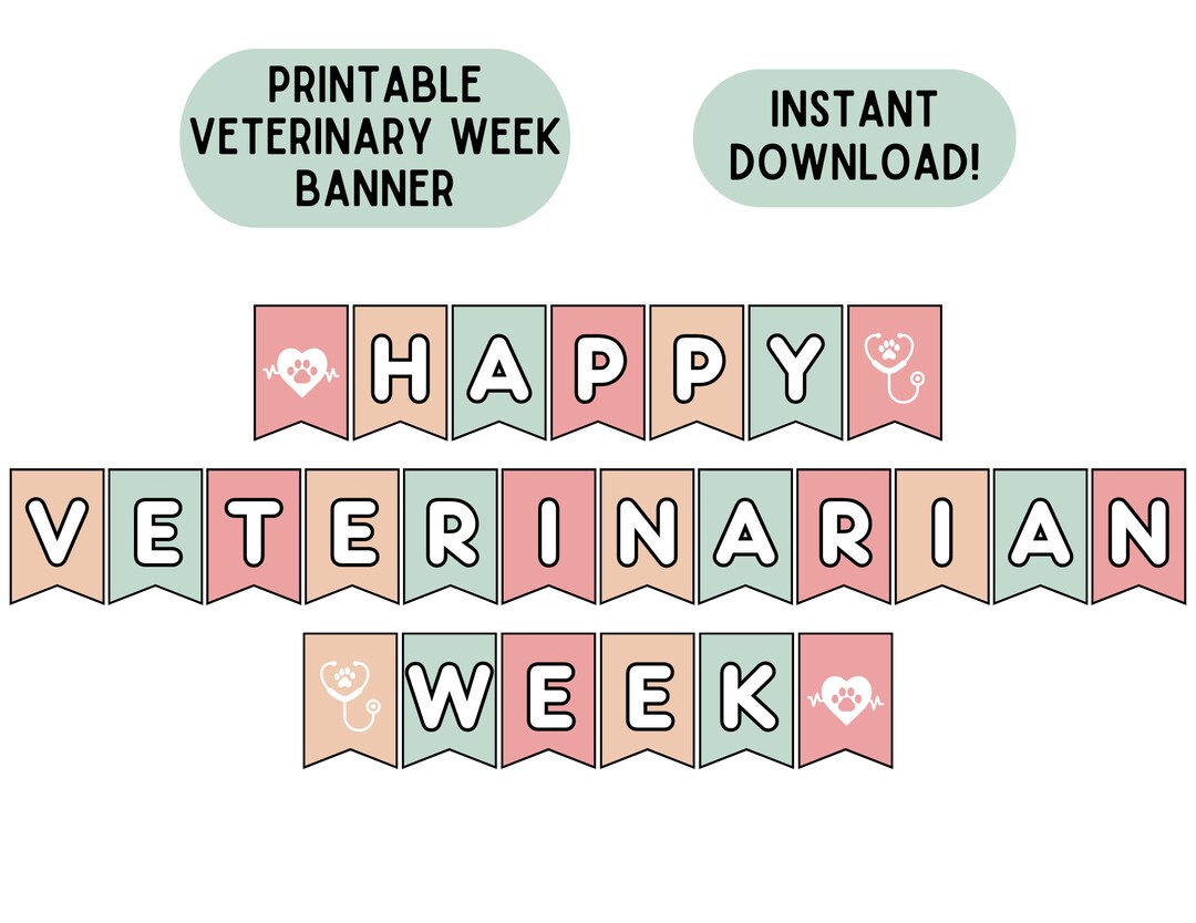 Veterinarian Week Banner Veterinary Week Sign Printable Vet Week ...