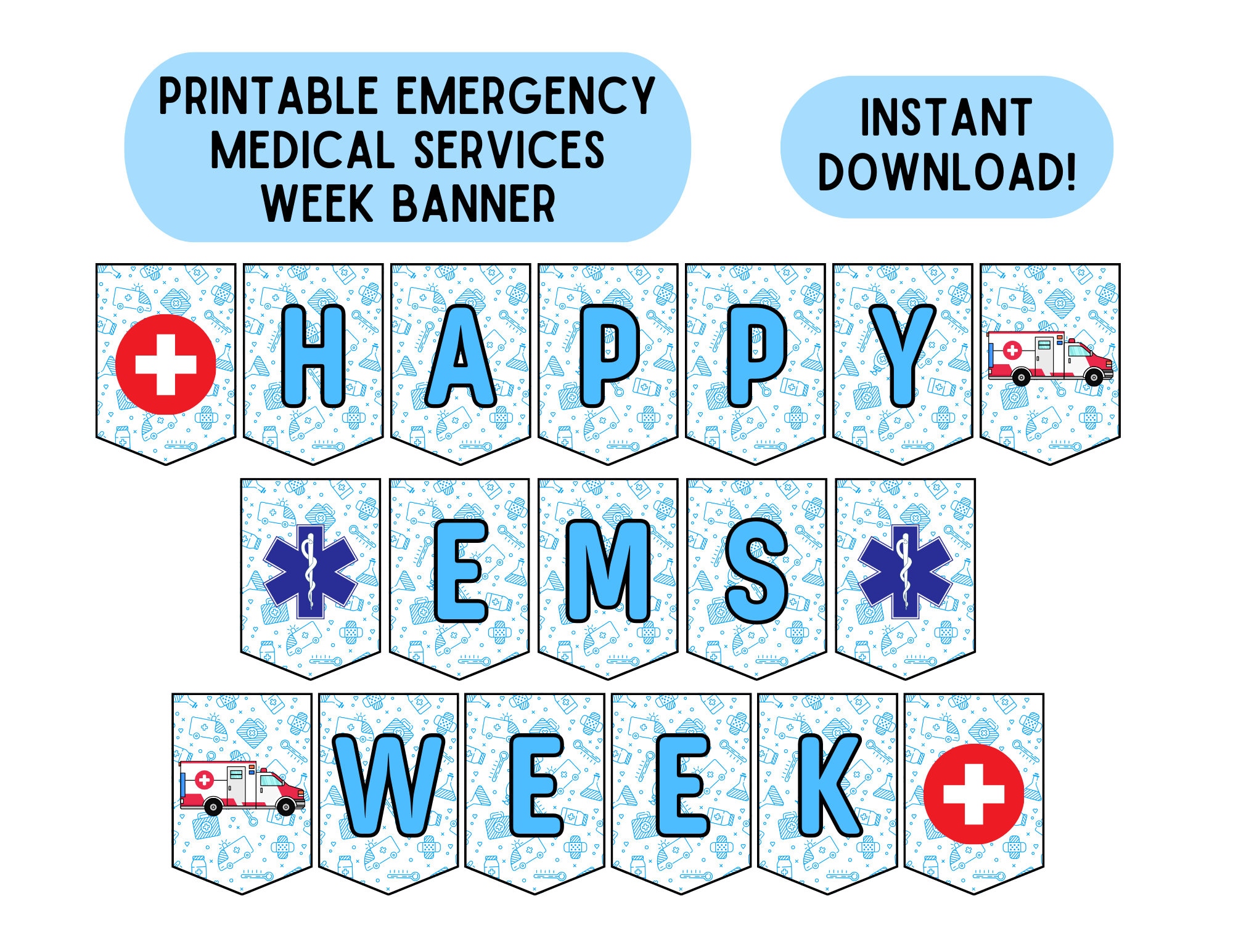 EMS Week Banner Emergency Medical Services Week Sign Printable Paramedic Appreciation Download ...