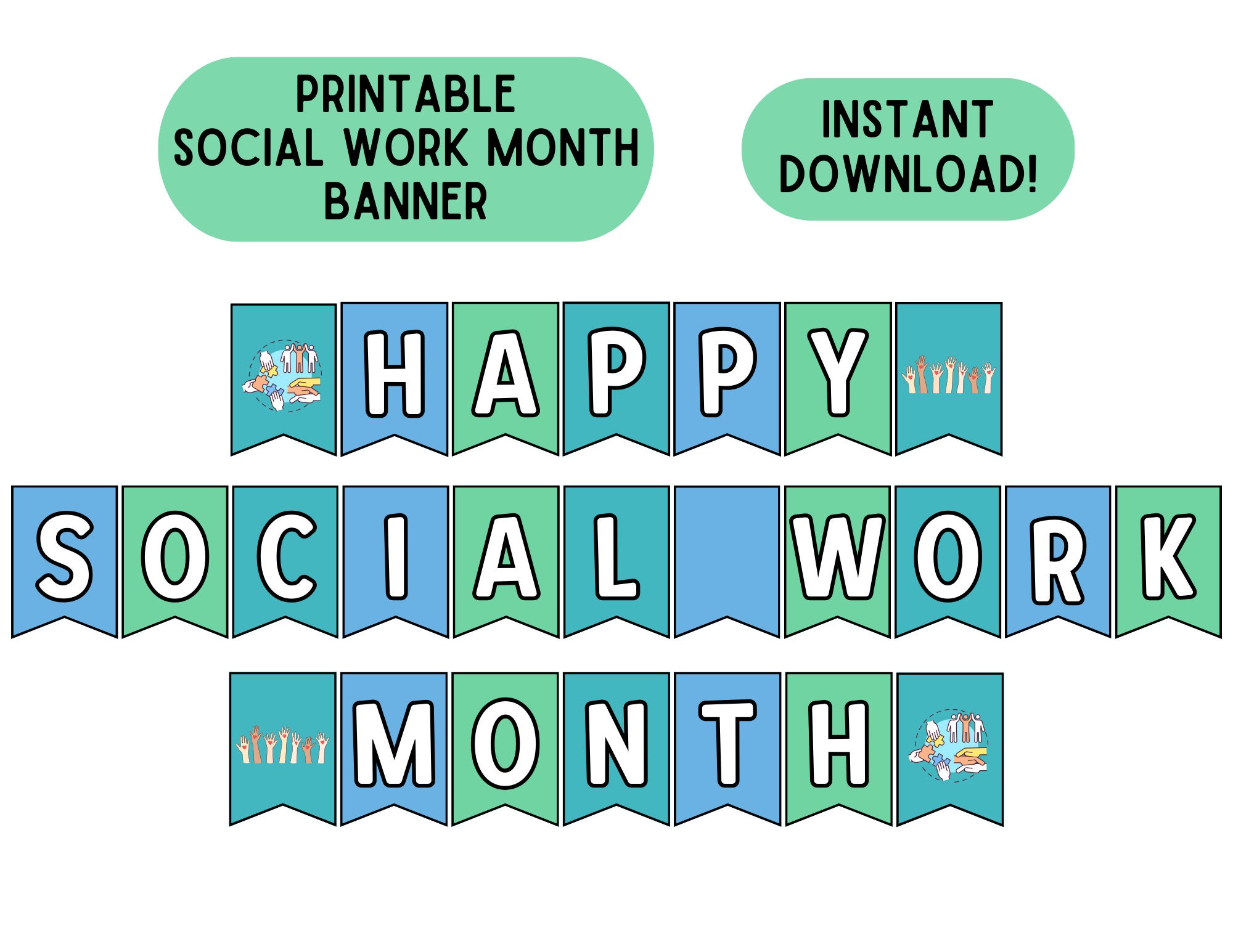 Social Work Month Banner Social Worker Month Sign Printable Social Work ...