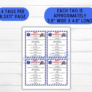 EMT Survival Kit Gift Tag National EMS Week Printable EMT Appreciation ...