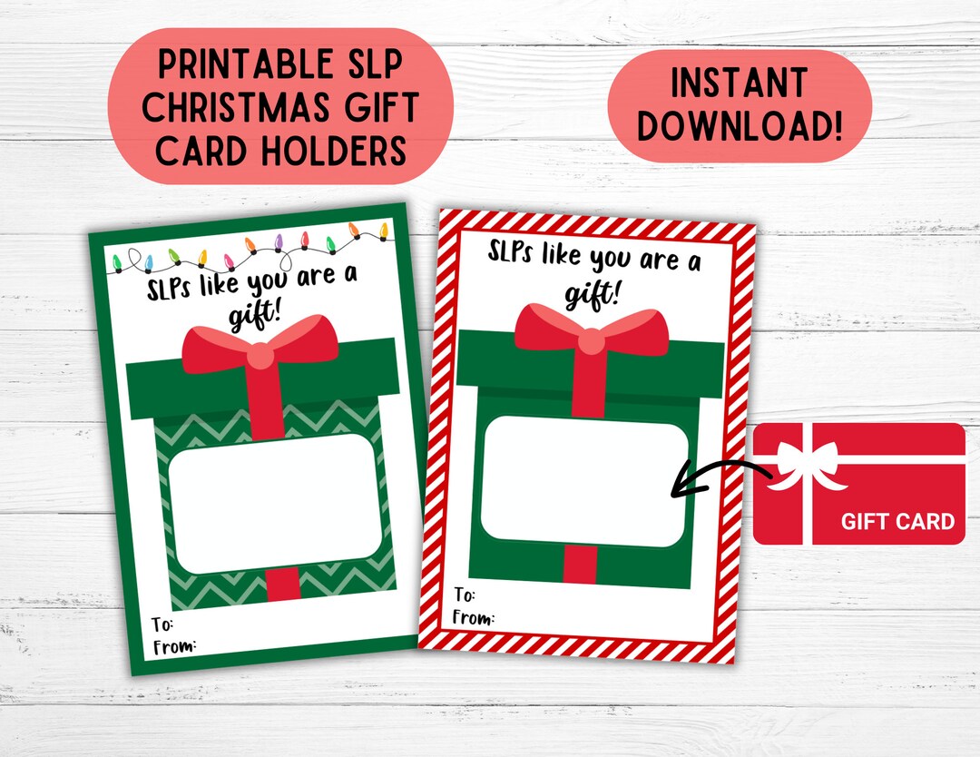 Speech Therapist Gift Card Holder SLP Christmas Card Printable Speech ...