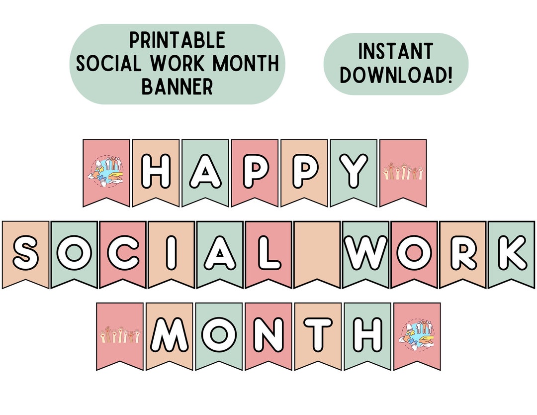 Social Work Month Banner Social Worker Month Sign Printable Social Work ...
