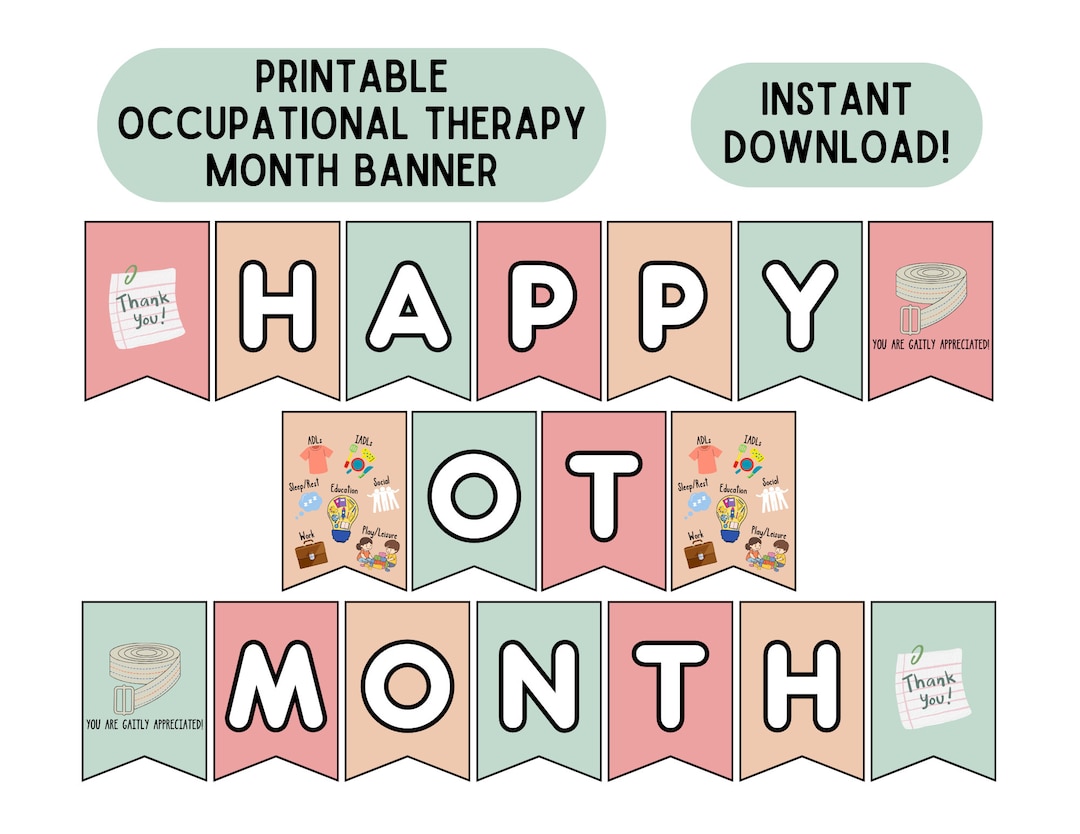 OT Month Banner Occupational Therapy Month Sign Printable OT Month ...