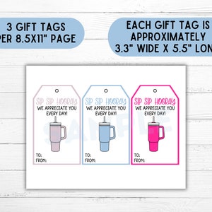 Sip Sip Hooray Appreciation Gift Tags Printable Gift Tags for Teachers ...