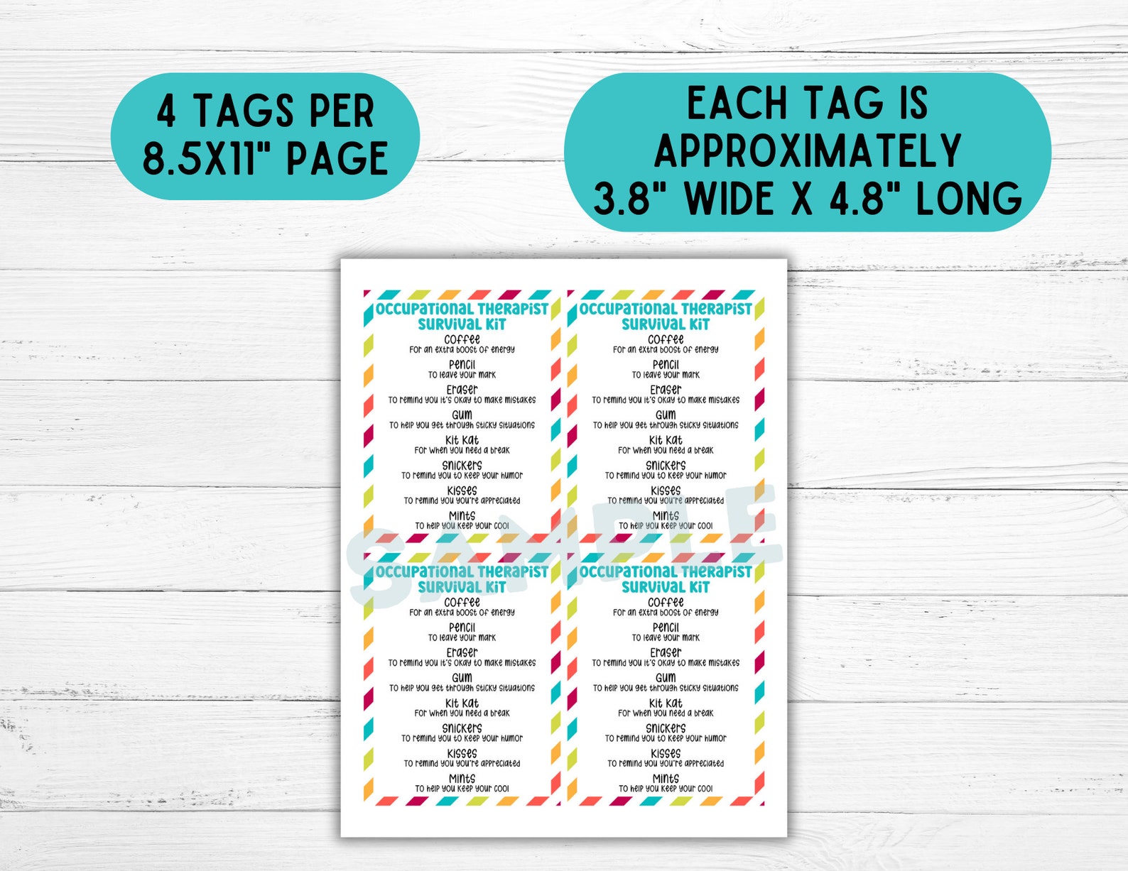 OT Survival Kit Gift Tag Occupational Therapy Month Printable OT Month ...