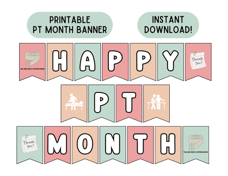 PT Month Banner Physical Therapy Month Sign Printable PT Month Decorations Physical Therapist ...
