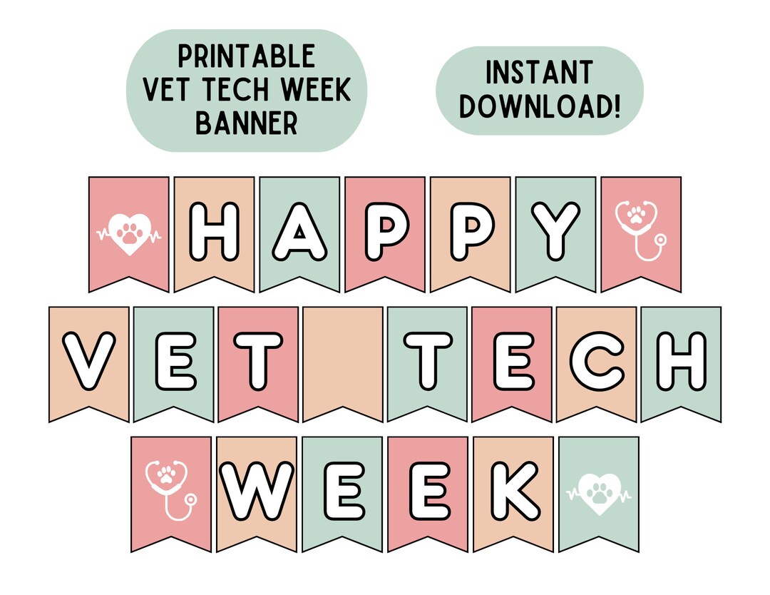 Vet Tech Week Banner Vet Technician Week Sign Printable Veterinary ...