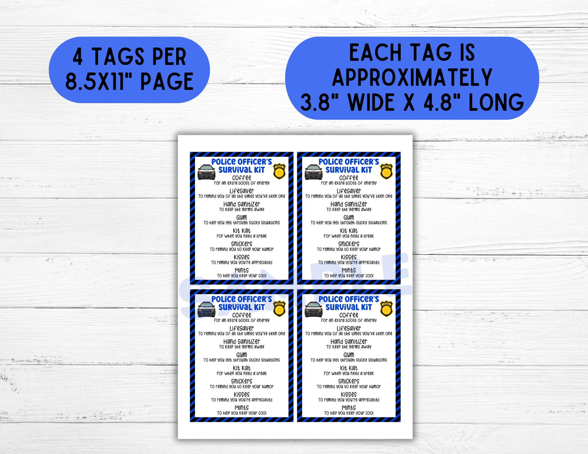 Police Survival Kit Gift Tag National Police Week Printable Police ...
