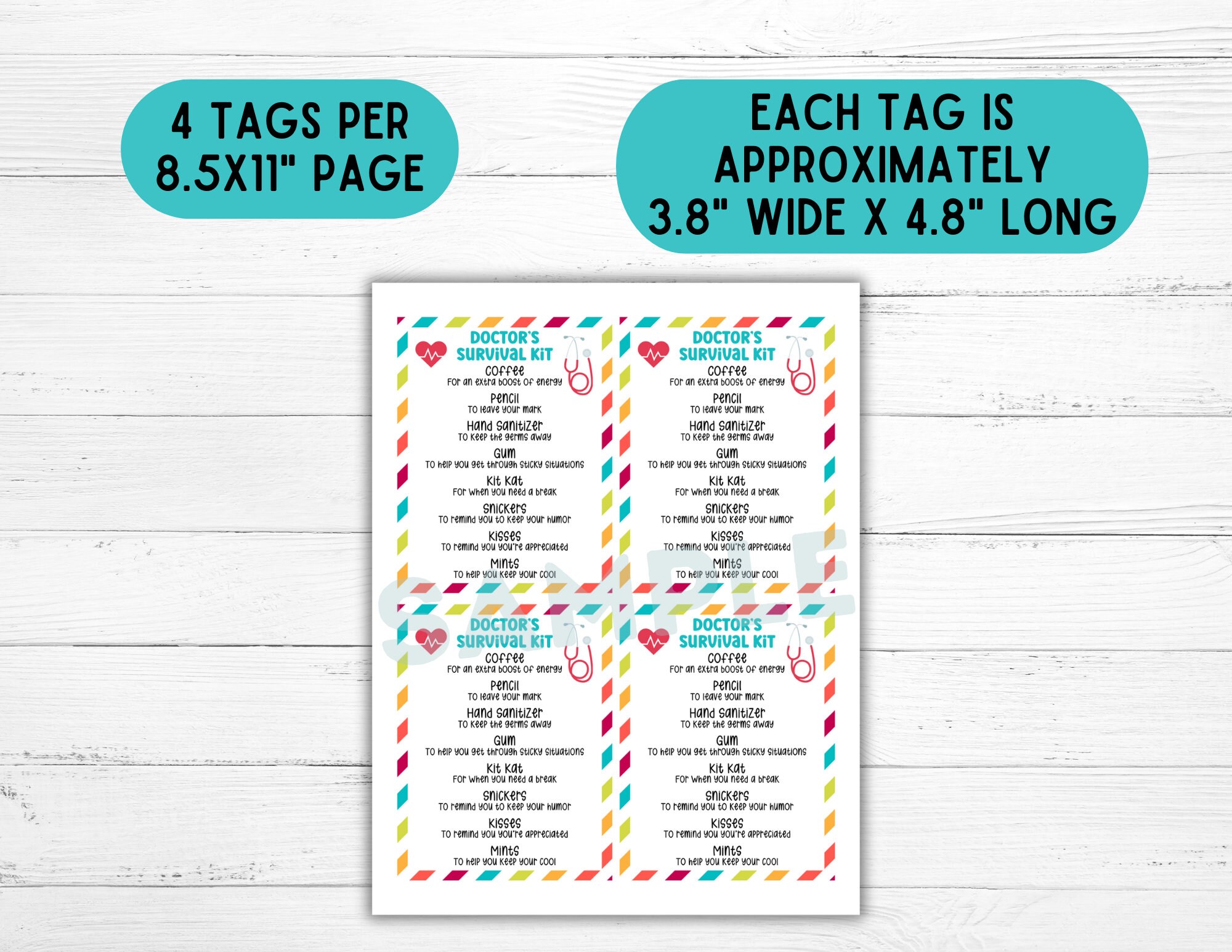 Doctor Survival Kit Gift Tag Doctor's Day Printable Cards Doctor's Day ...