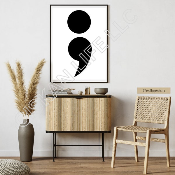 Semicolon Wall Art - Etsy