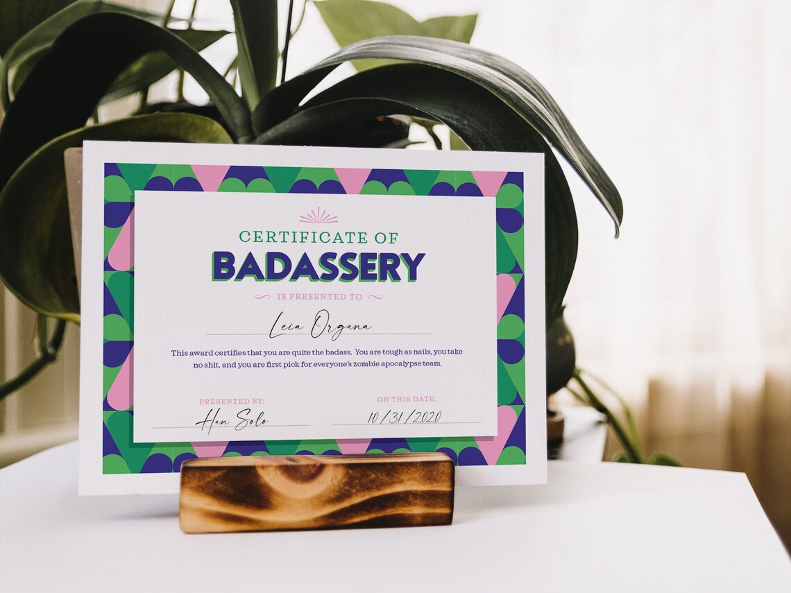 Certificate of Badassery Printable Editable PDF - Etsy