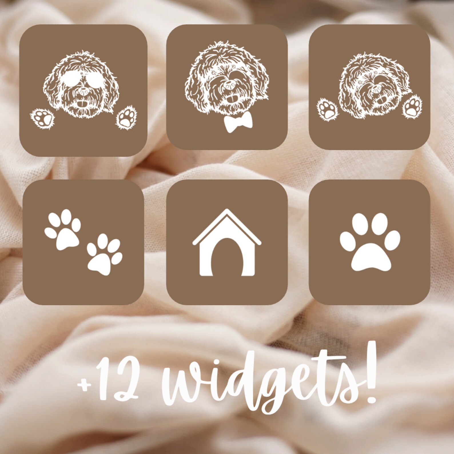 Golden Doodle Brown and Beige Ios 14 and Above App Icon Pack ...