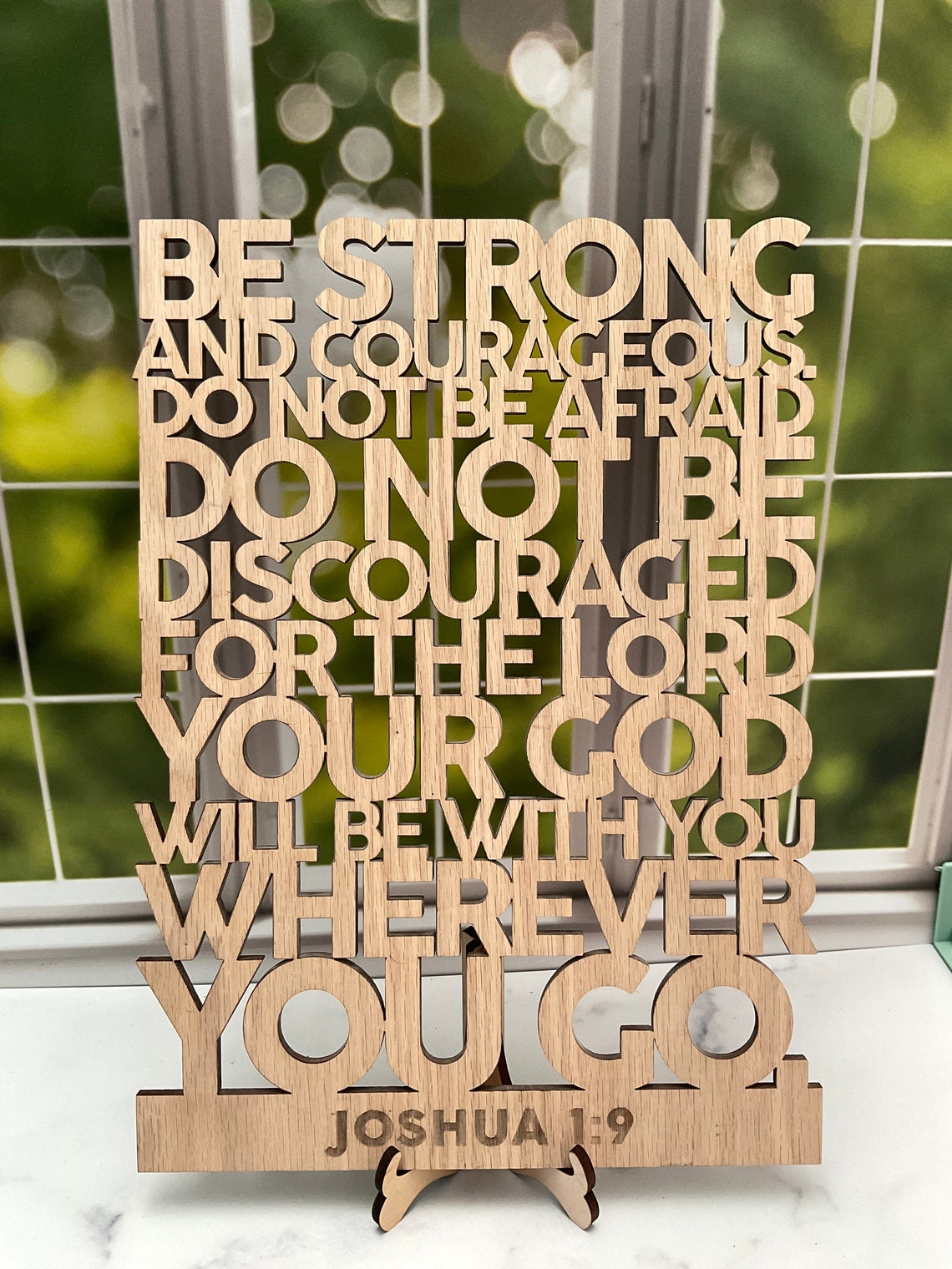 Handmade Wooden Laser Cut Cutout of Joshua 1:9 | Bible Verse Wall Art ...