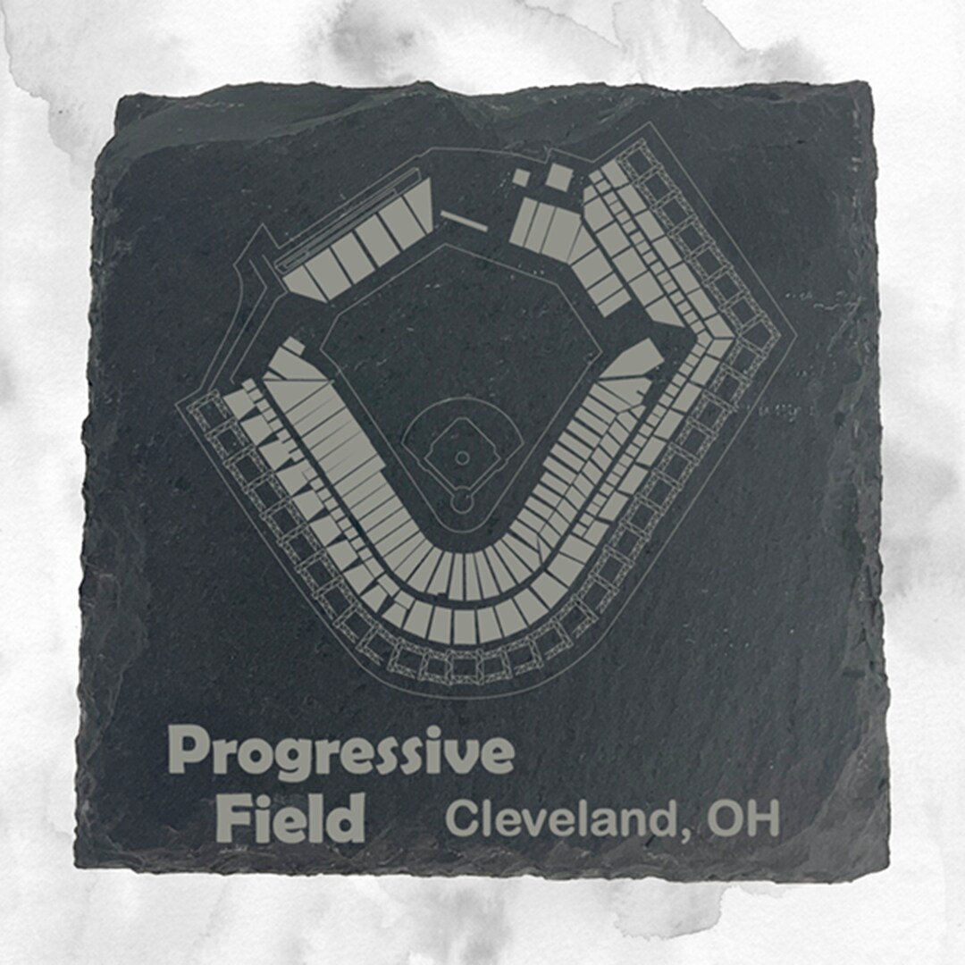 Set of 4 MLB Progressive Field Laser Engraved Slate Coasters | Baseball ...