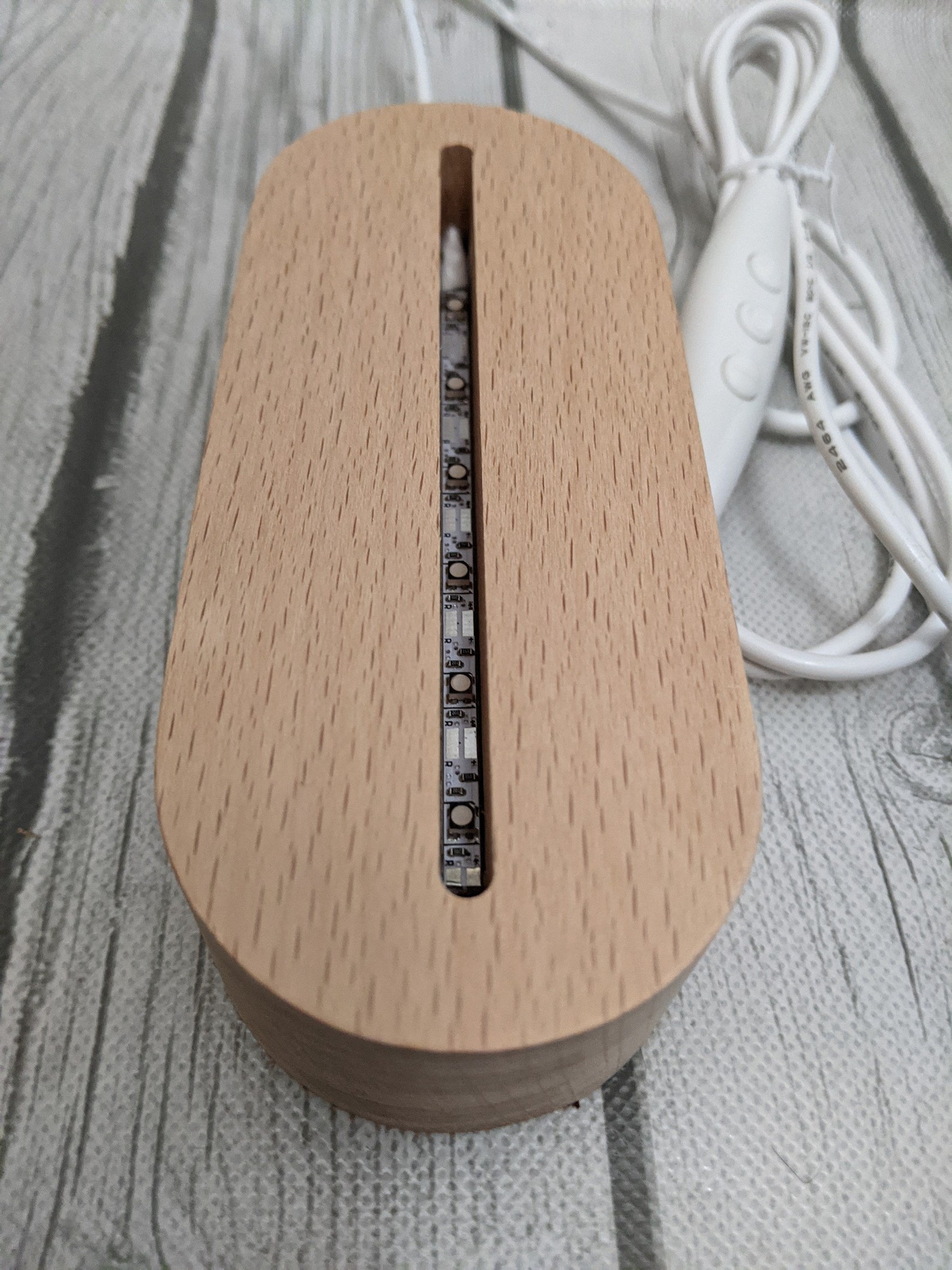 Base de luz LED para señales acrílicas madera maciza con cable | Etsy