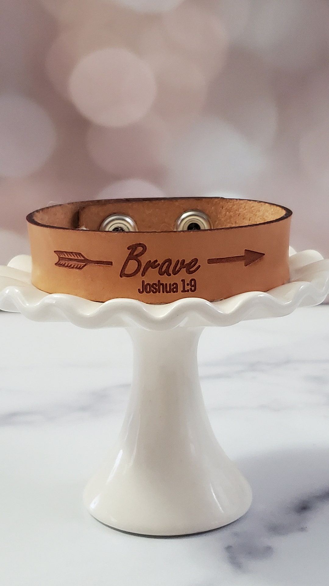Joshua 1:9 brave, Affirmation, Religious, Leather Snap Cuff Bracelet - Etsy