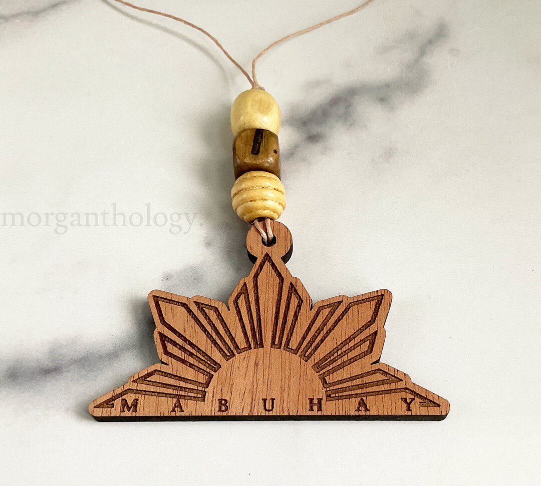 Filipino Star, Mabuhay Star, Rear View Mirror Hanger, Wooden Ornament ...