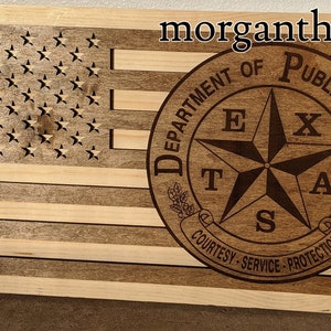 Personalized Wooden Sign for Texas DPS State Trooper, American Flag ...