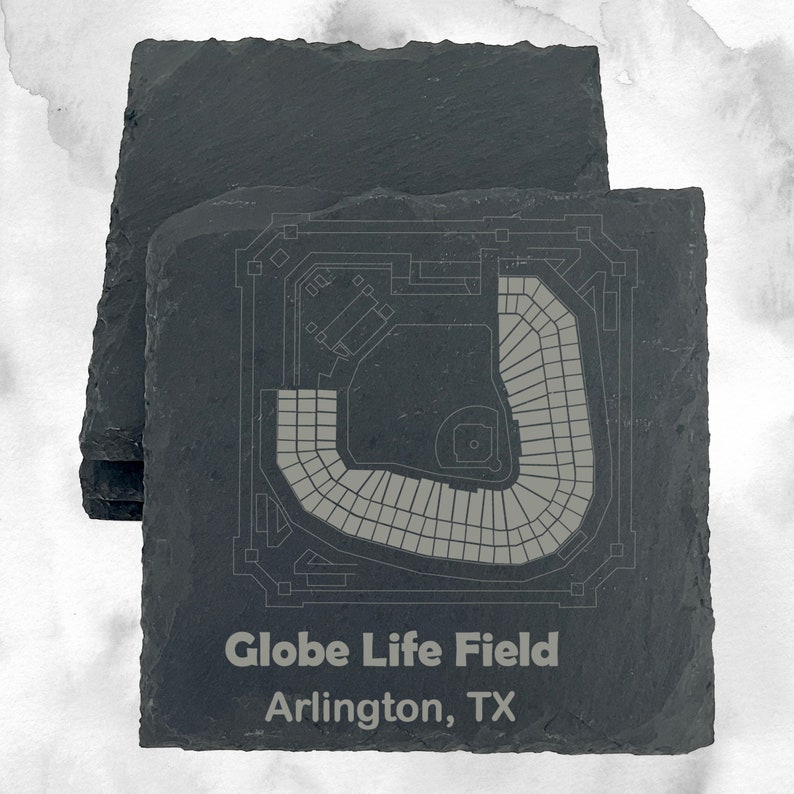 Set of 4 MLB Globe Life Field Laser Engraved Slate Coasters | Baseball ...