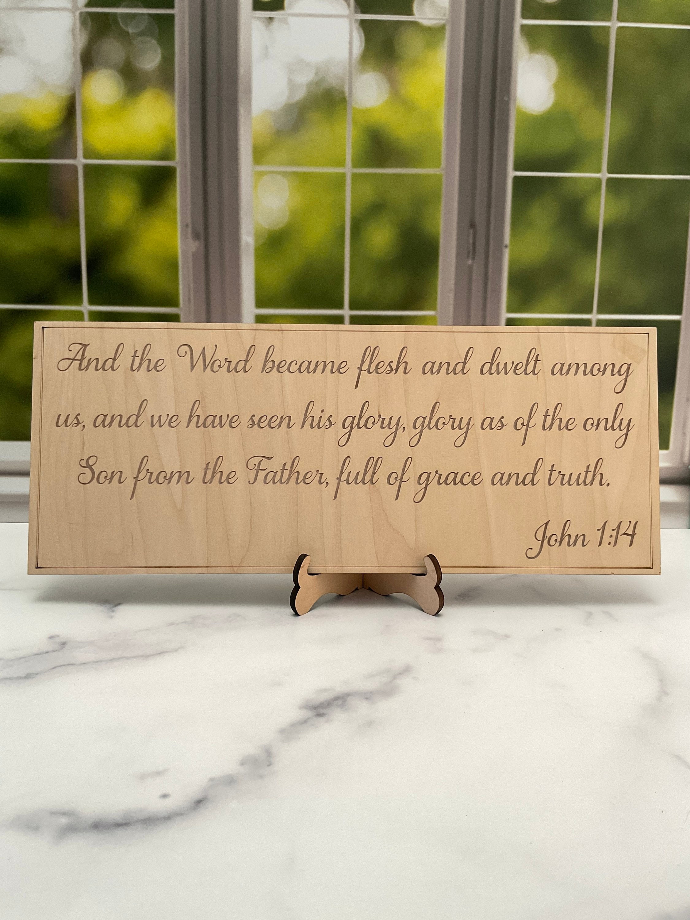 Laser Engraved Wood Sign With John 1:14 Bible Verse | Christian Wall ...