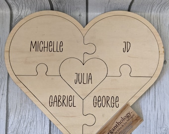 Wedding Family Heart Puzzle - Etsy