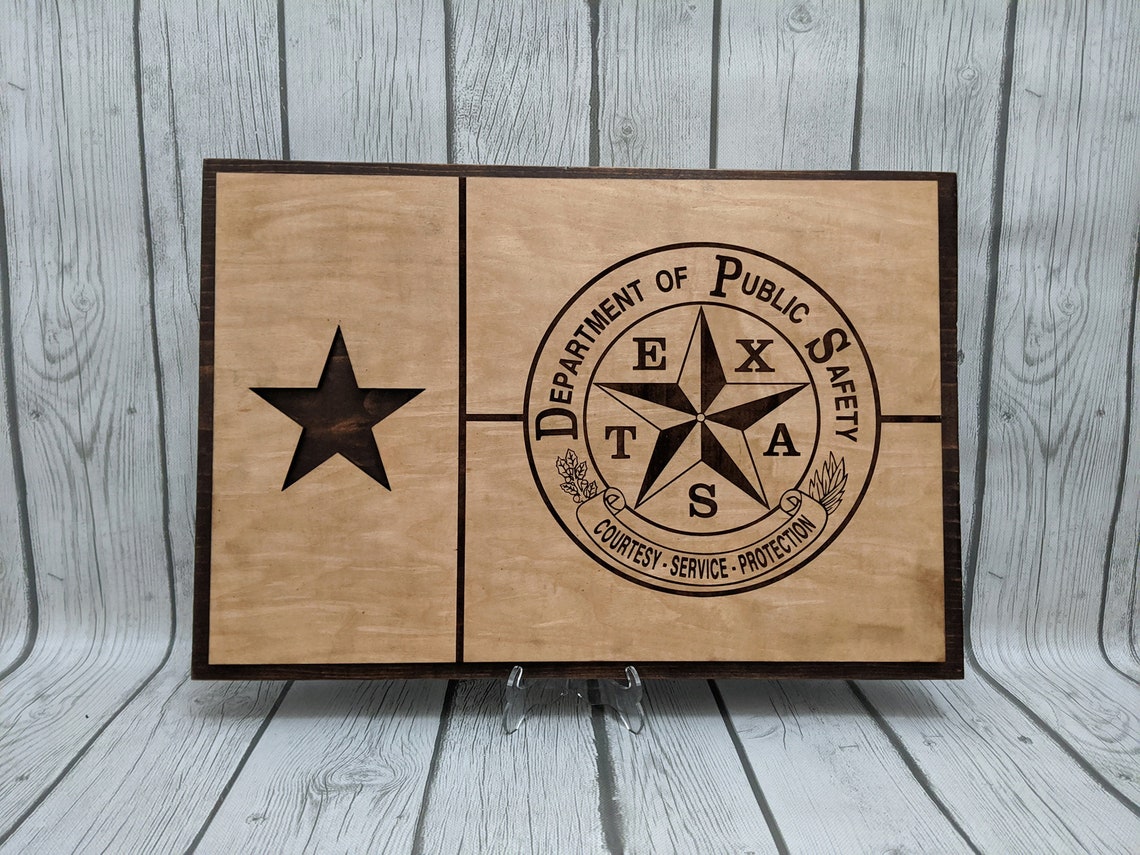 Texas DPS State Trooper Department of Public Safety Badge American Flag ...