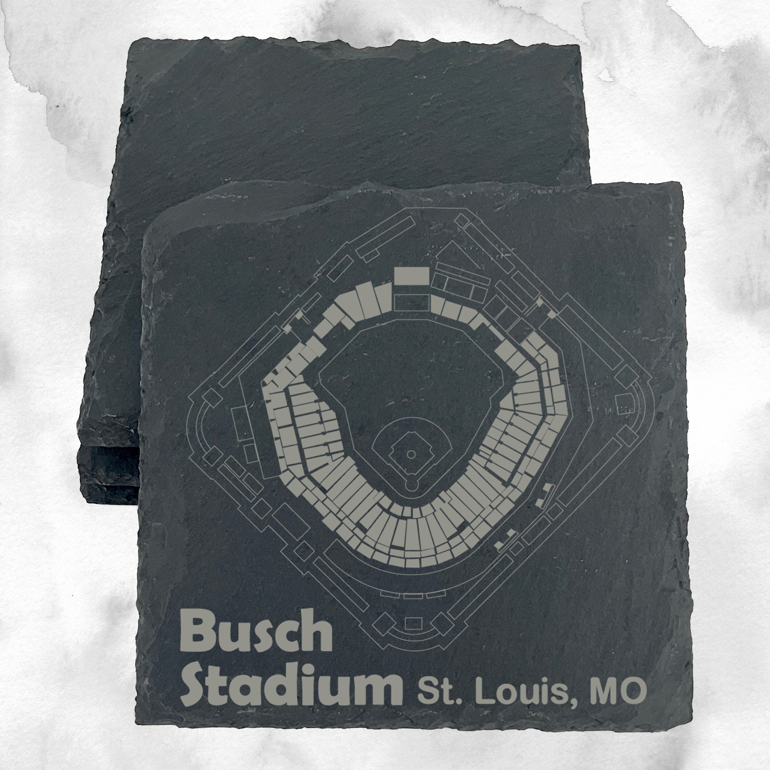 Set of 4 MLB Busch Stadium Laser Engraved Slate Coasters Baseball Fan ...