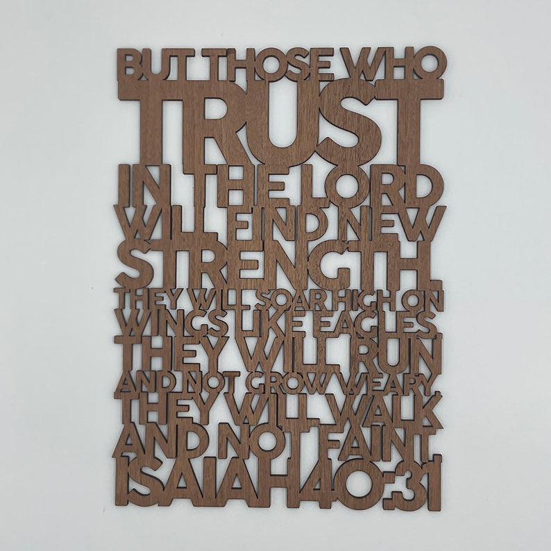 Handmade Wooden Laser Cut Cutout of Isaiah 40:31 | Bible Verse Wall Art ...